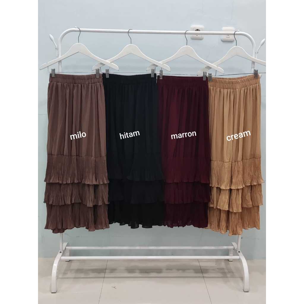 Jual ROK PLISKET RUFFLE PANJANG SUSUN 3 LAYER CERUTY PREMIUM | Shopee ...