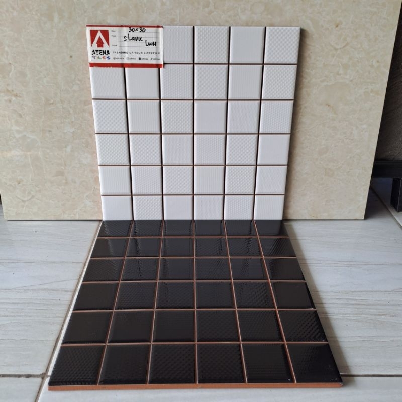 Jual Keramik Atena Precut Mozaic Hitam Dan Putih 30x30 SLAVIC | Shopee ...