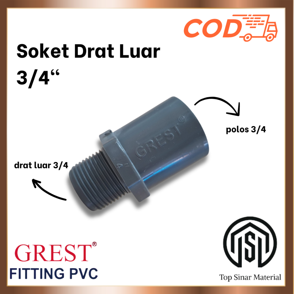Jual SDL 3/4 AW Grest - Sock drat luar 3/4" x 3/4" sok derat luar 3/4 ...