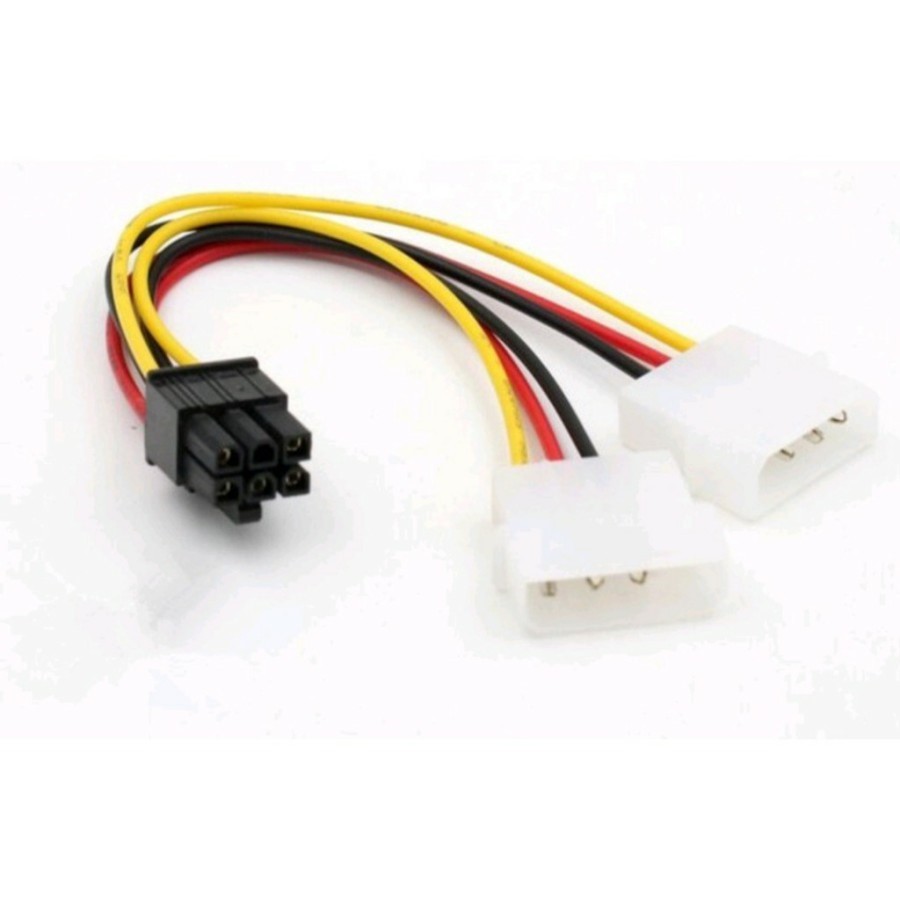 Jual Kabel konektor Power VGA 6 pin 6 pin To 2 dual MOLEX 4 Pin ...