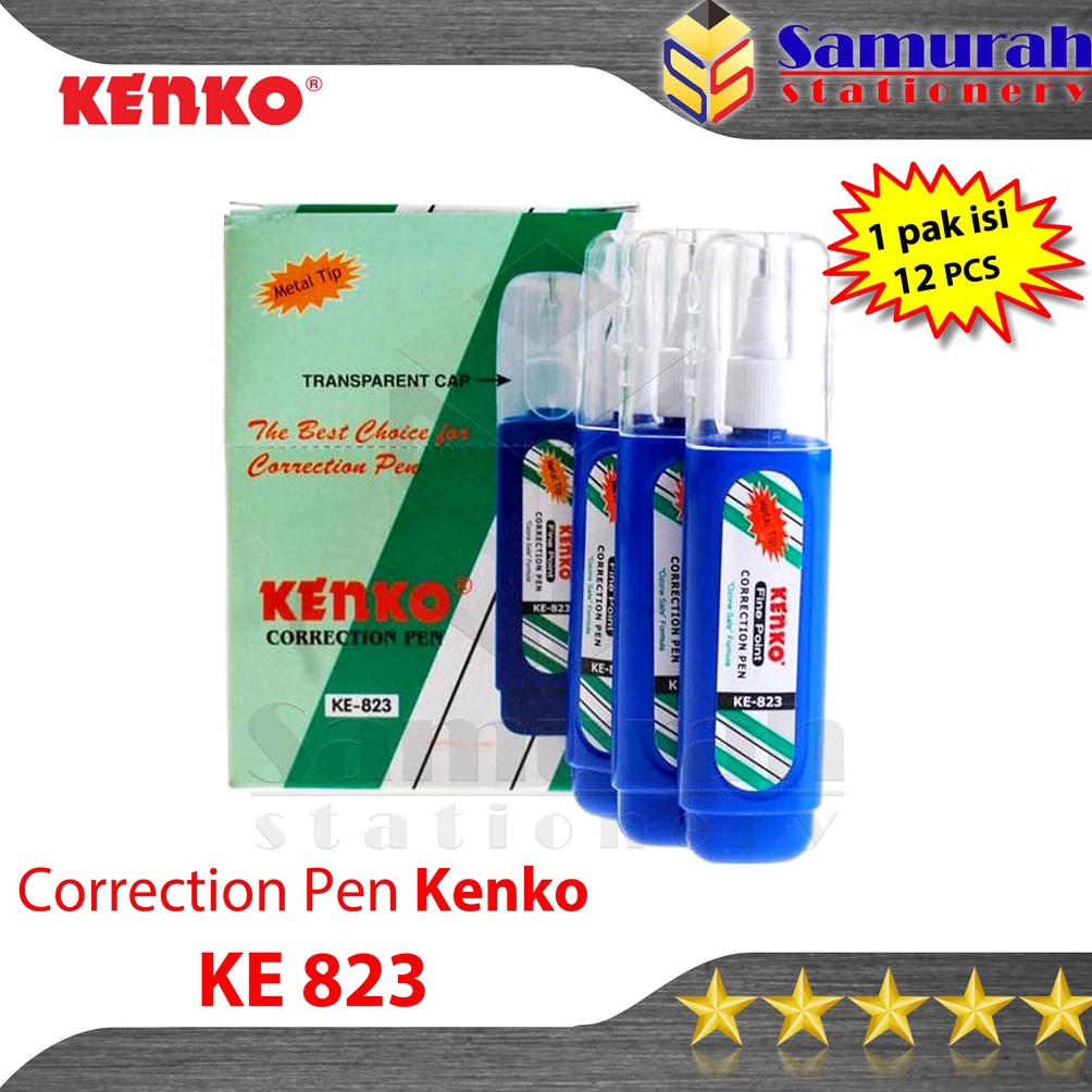 Jual Correction Pen Kenko Ke823 Metal Tip TipEx Cair KE 823 Biru 1 Box ...
