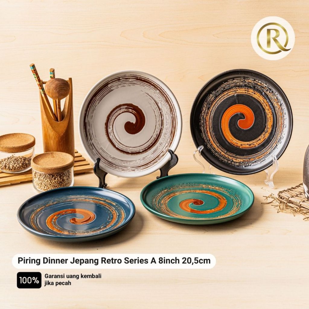 Jual Piring Dinner Jepang Retro Series A 8inch 20,5cm Porcelain Keramik ...