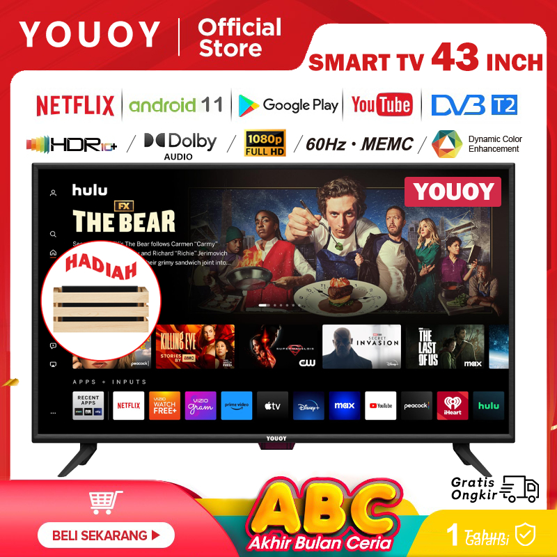 Jual Terkini TV LED Smart TV 43 Inch - TV Android OS 12.0 - Panel A+ ...