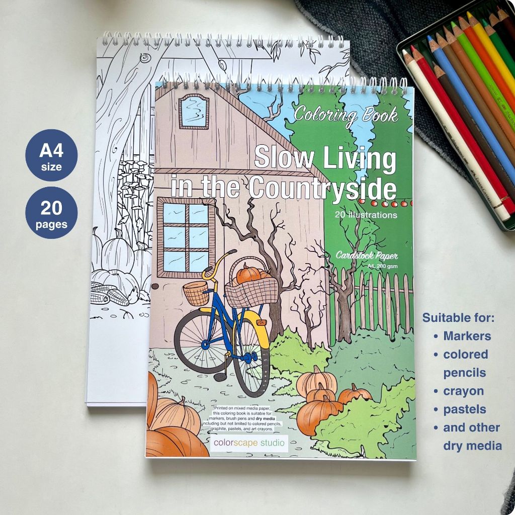 Jual Colorscape Coloring Book Slow Living in the Countryside - For ...