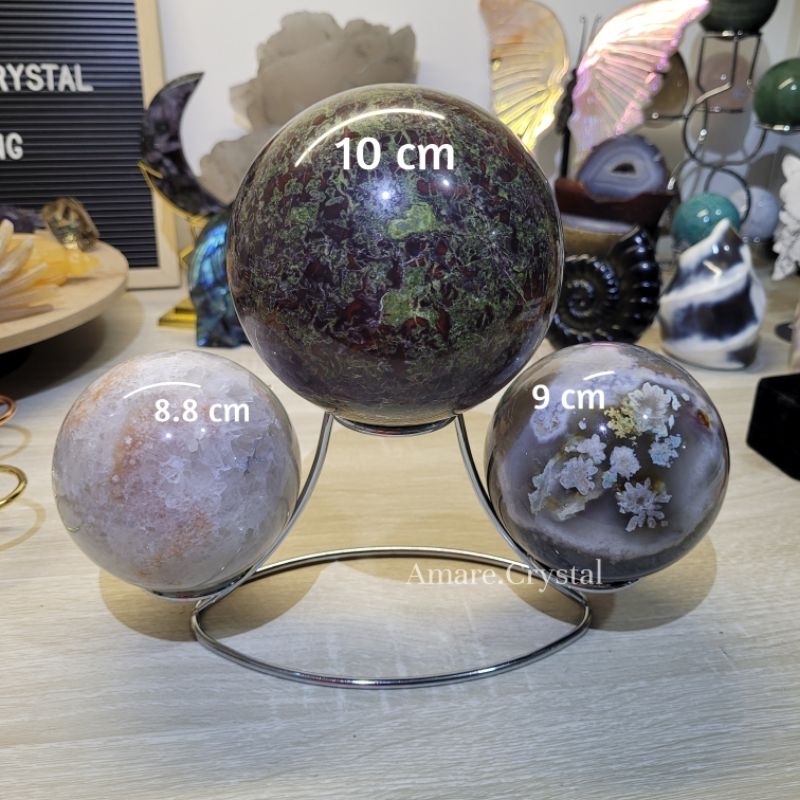 Jual 3 Three Sphere Stand Holder Metal Pot Ball Crystal Kristal Batu ...