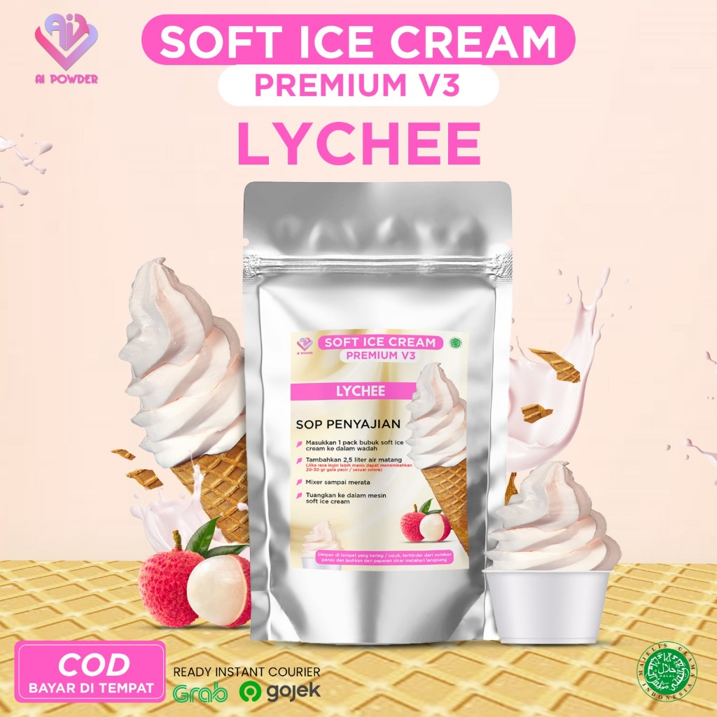 Jual Lychee Leci Bubuk Soft Ice Cream Premium V3 1Kg | Shopee Indonesia