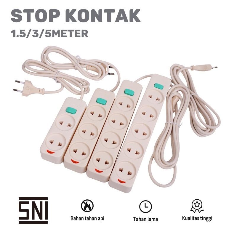Jual Colokan Listrik Cok Cabang 2/3/4/5 Lubang & Kabel 1.5/3/5M / Stop ...