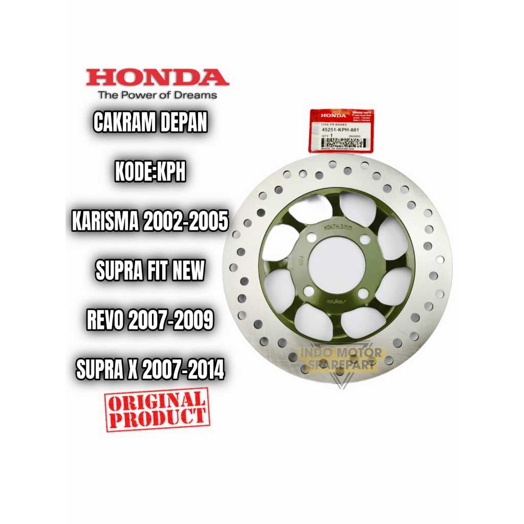 Jual PIRINGAN CAKRAM DEPAN ASLI KPH HONDA KARISMA SUPRA FIT REVO SUPRA X HONDA ORIGINAL | Shopee ...