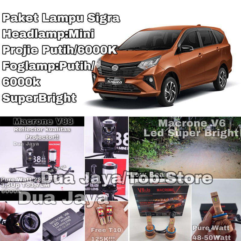Jual Paket Lampu Mobil Sigra Led Headlamp Mini Projie Atau Projector ...
