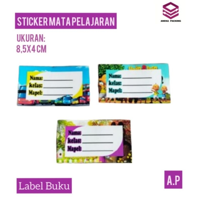 Jual Sticker Label Nama Buku Pelajaran Karakter 8,5x4 cm( per 1 pcs ...