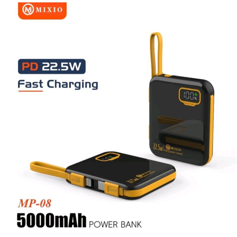 Jual MIXIO Mp-08 5000Mah Powerbank Mini 20W With Kable Fast Charging ...