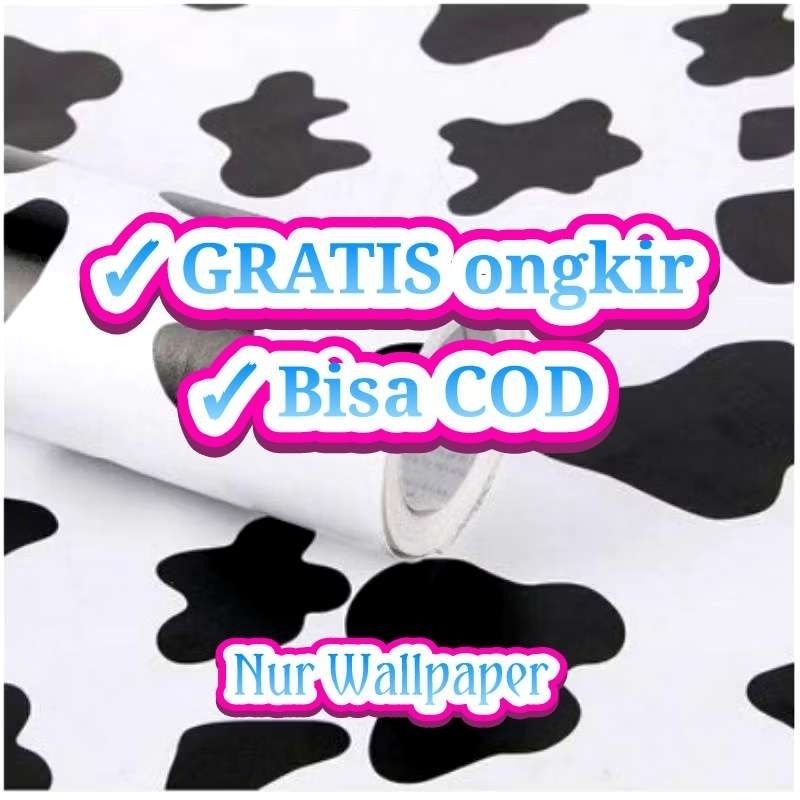 Jual Wallpaper Dinding Sticker Dinding Karakter Kulit Sapi Hitam Putih ...