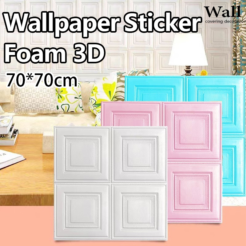Jual Wallpaper Motif Kotak Sticker Dinding 3D Wallfoam Dekorasi Busa Dinding High Quality 70 ...