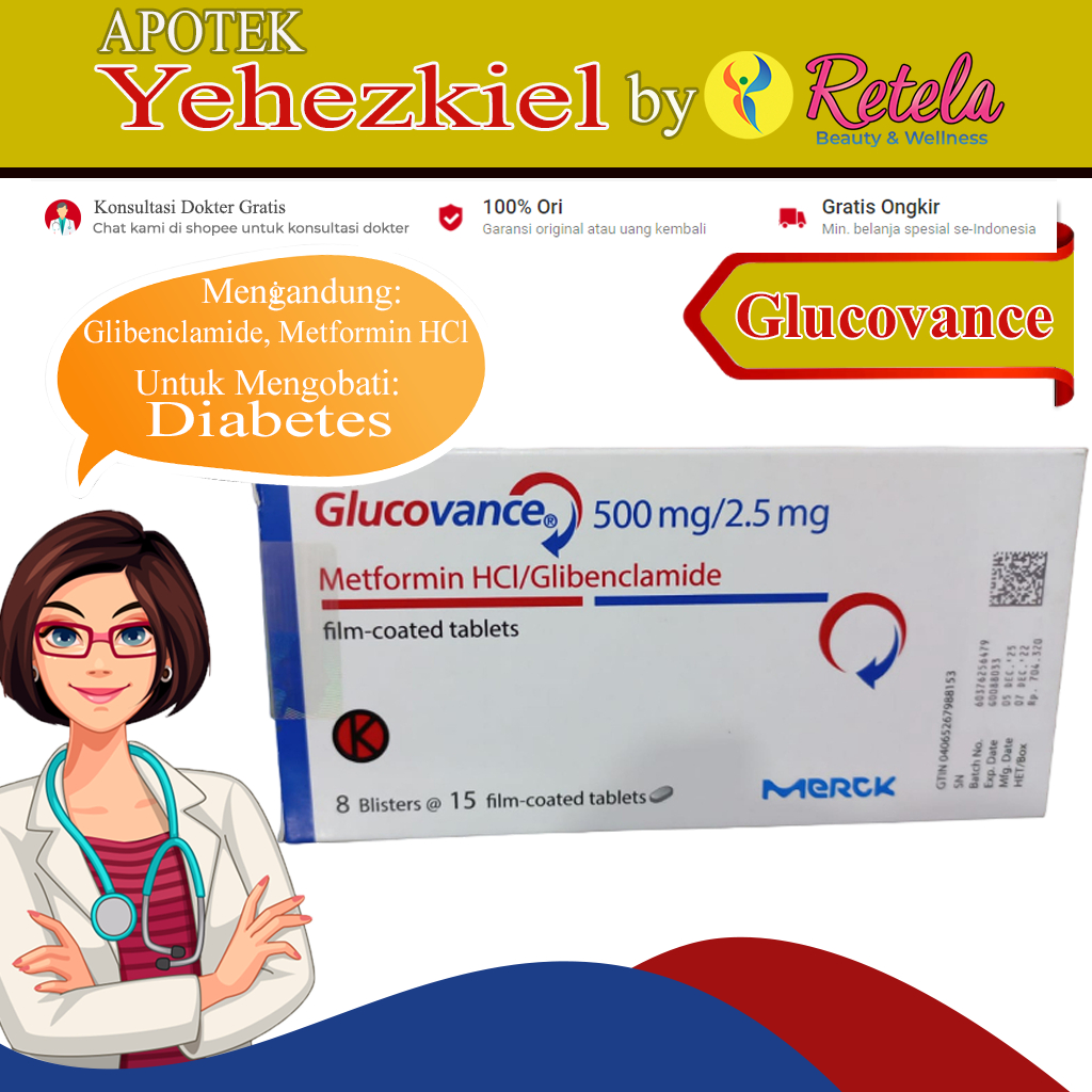 Jual GLUCOVANCE 500/2.5 MG 1 STRIP 15 TABLET | Shopee Indonesia
