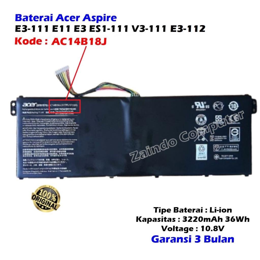 Jual BATERAI ACER AC14B18J E3-112 E3-111 E3-112M E5-721 E5-731 E5-731G E5-771 E3-112 E5-771G ES1 ...