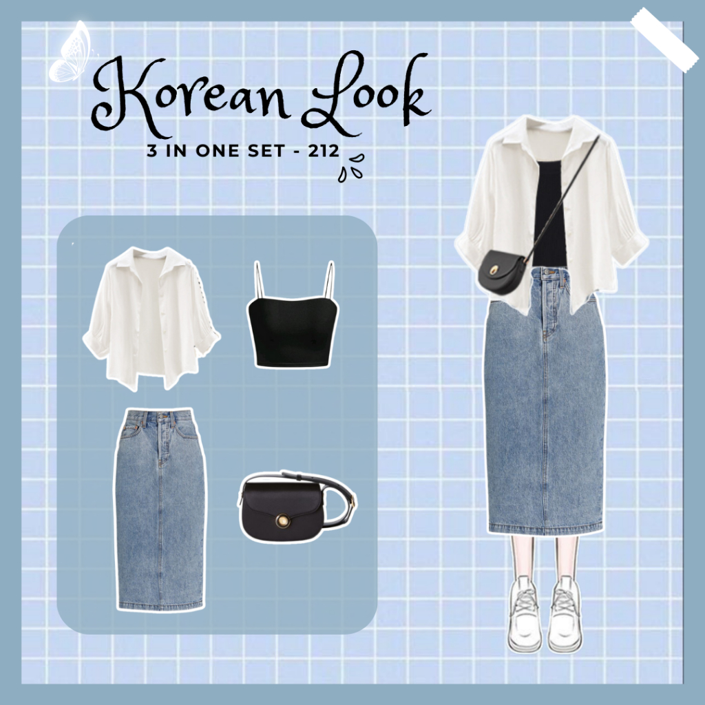 Jual 3 In 1 Set AB212 - One Set Rok Korean Style Setelan Rok Wanita ...