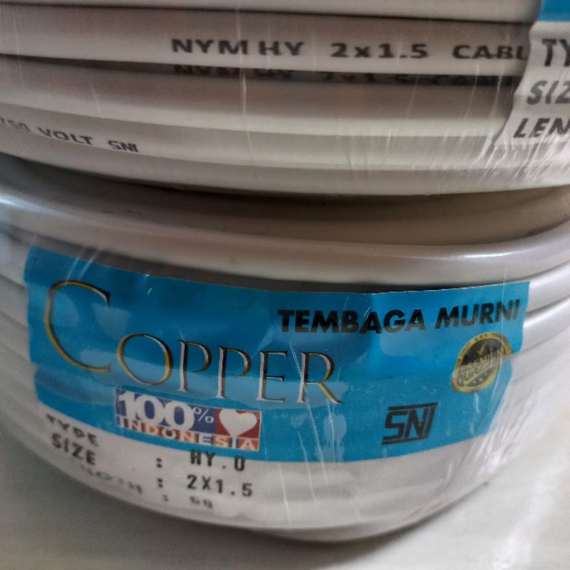 Jual KABEL LISTRIK SERABUT TEMBAGA MURNI 2X1.5 (50 Yard) | Shopee Indonesia