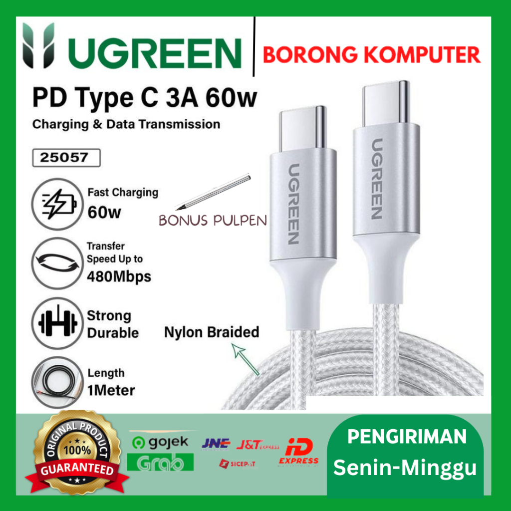 Jual UGREEN Kabel data Charger TYPE C To C PD 1M 3A 60W IP 15 Series 25057 | Shopee Indonesia
