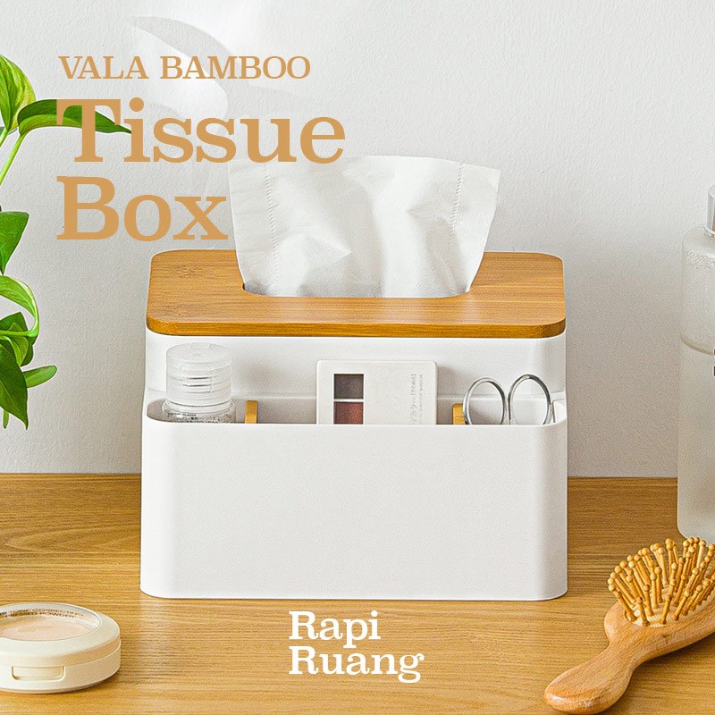 Jual [RAPIRUANG] Vala Bamboo Tissue Box with Storage Kotak tisu ...