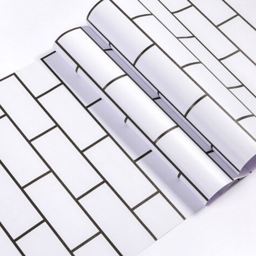 Jual Wallpaper Dinding Bata Putih Lis Hitam 3D 45cm x 10m | Shopee ...