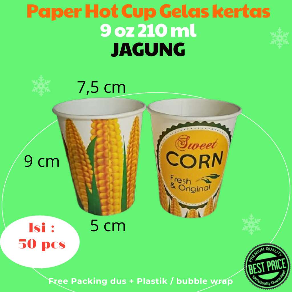 Jual Paper Hot Cup 9 oz 210 ml JAGUNG gelas kertas isi 50 pcs | Shopee Indonesia