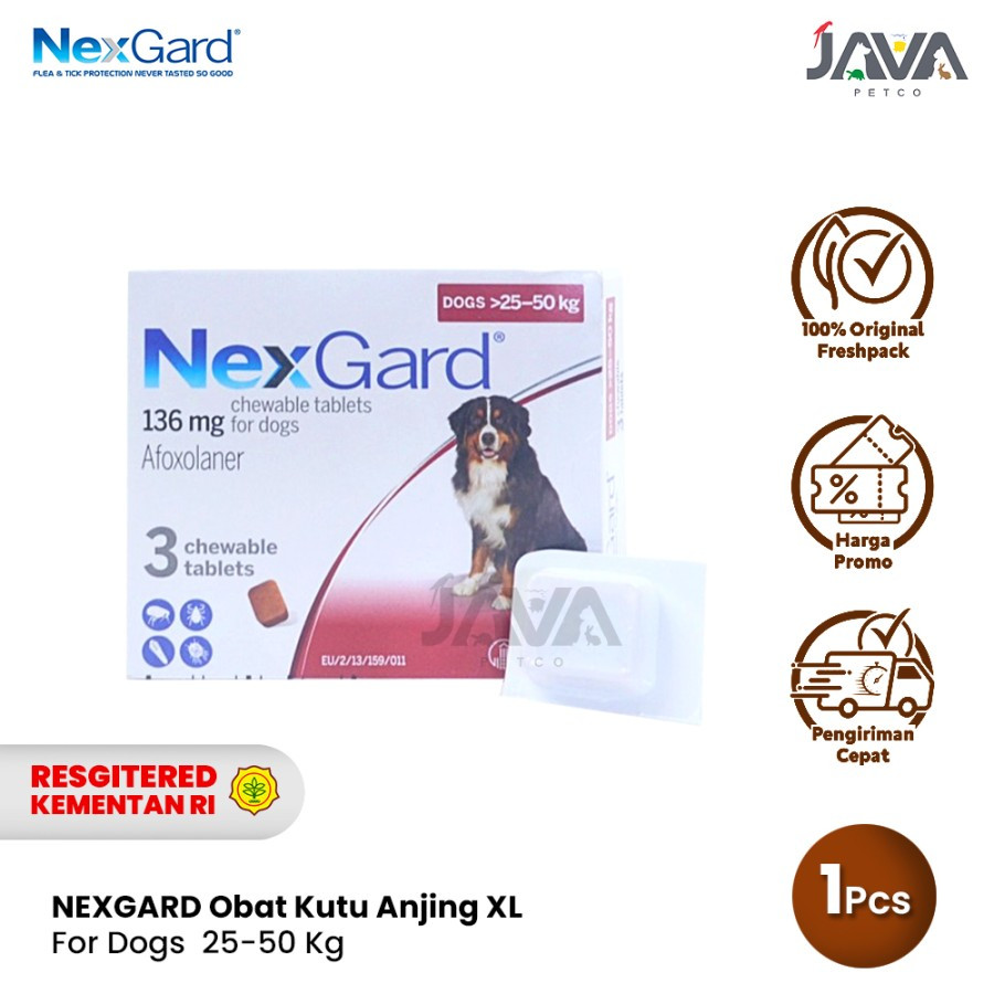 Jual Obat Kutu Anjing Nexgard Ukuran XL 25-50 kg Harga 1 butir - JAVA ...