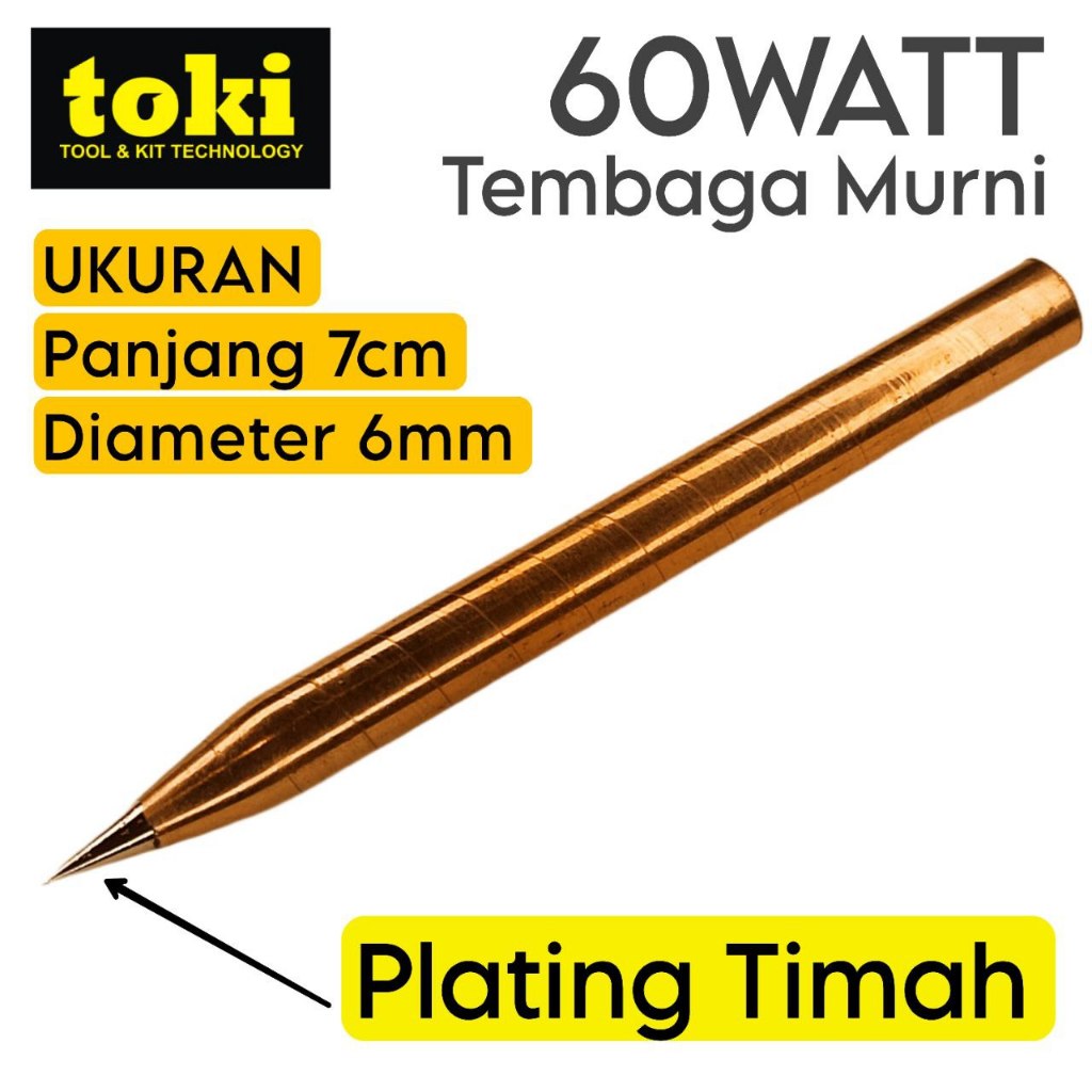 Jual MATA SOLDER 60W TEMBAGA MURNI PLATING TIMAH 6MM | Shopee Indonesia