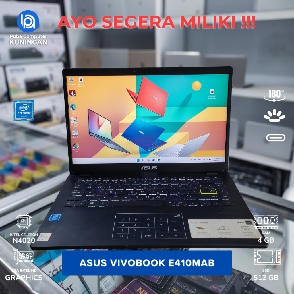 Jual Asus Vivobook E410MAB - Intel Celeron N4020 (2CPU) 1,1GHz - RAM 8GB - SSD 512GB | Shopee ...