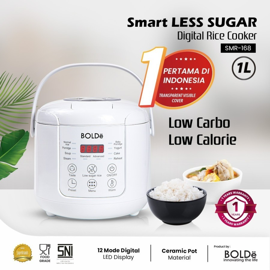 Jual BOLDe Digital Rice Cooker Smart Less Sugar Kapasitas 1L / Rice ...