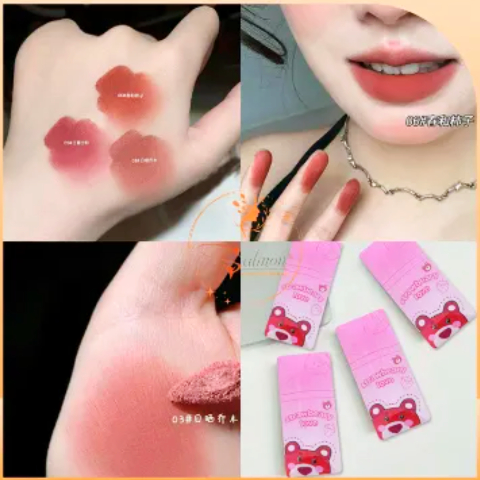 Jual DAIMANPU Pink Bear Lotso Lip Cream Lip Cream Velvet Matte Lipstik Lip Clay Lucu Beruang ...
