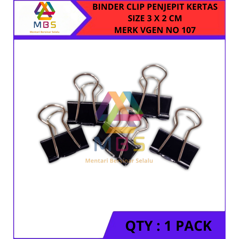 Jual BINDER CLIP PENJEPIT KERTAS SIZE 3 X 2 CM MERK VGEN NO 107 KLIP ...