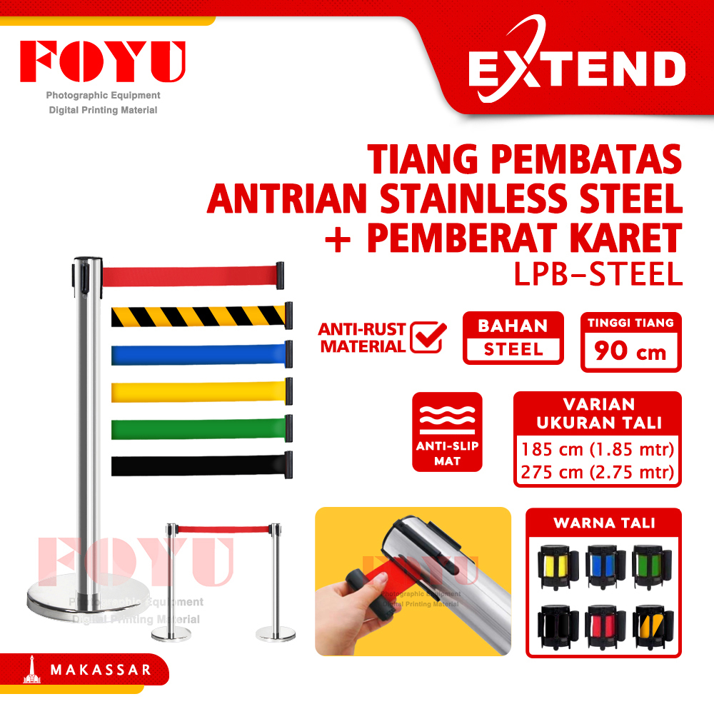 Jual Tiang Pembatas Antrian Antrean Pita Stainless Steel Queue Line ...