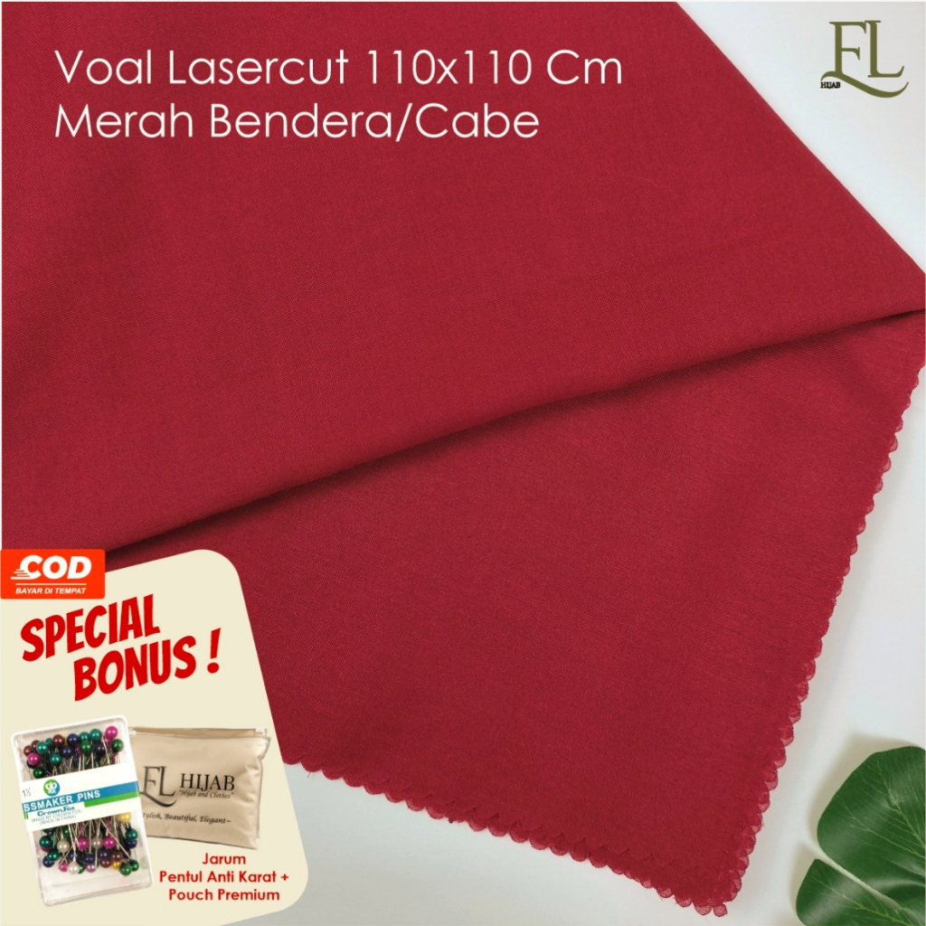 Jual Jilbab Segiempat Voal Premium Polos Warna Merah Cabe Bendera Size ...