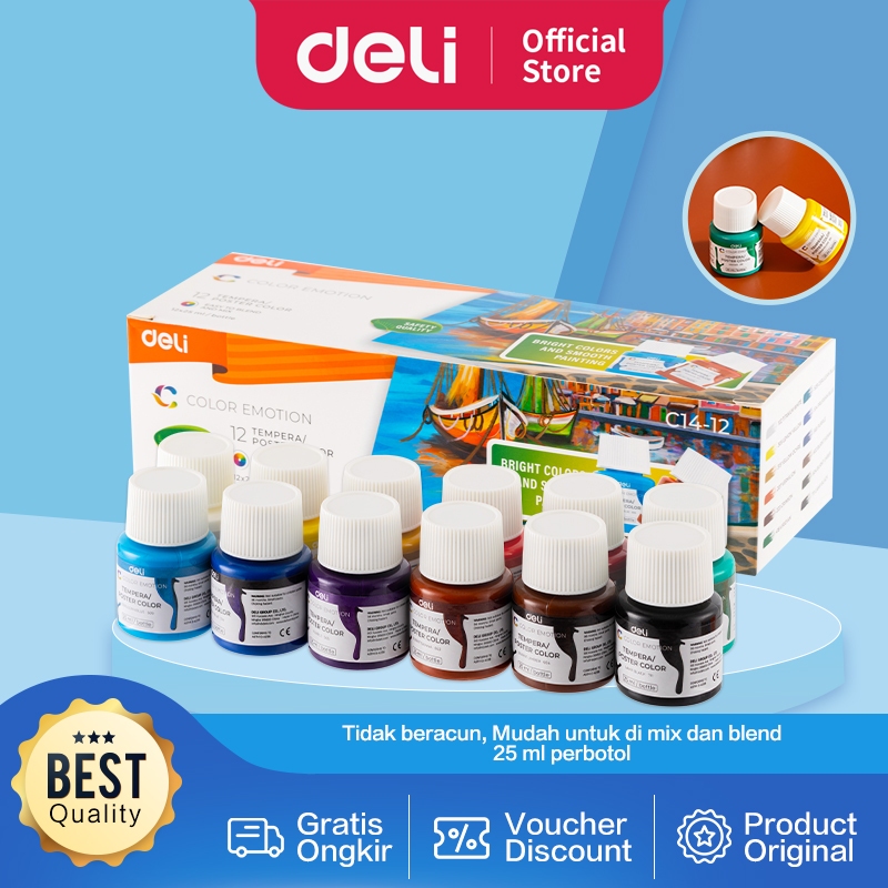 Jual Deli Cat Poster / Gouache 12 warna EC14 | Shopee Indonesia