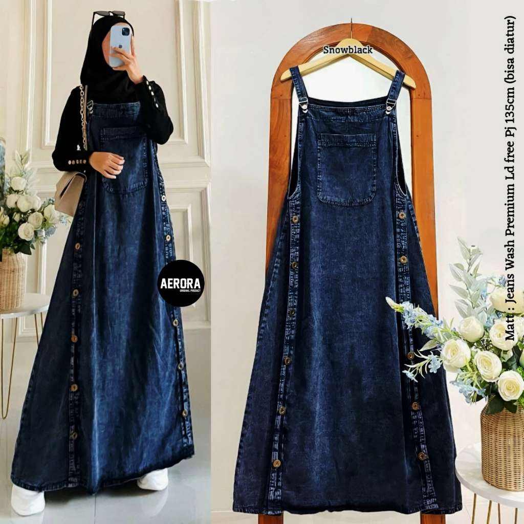 Jual Aerora Baju Kodok Jesina Overall Dress Rok Jeans Wanita Jumbo ...