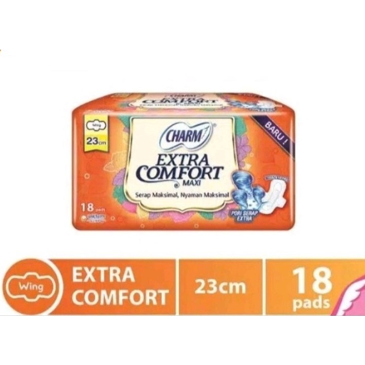 Jual Charm Pembalut Extra Comfort Maxi Wings 23cm /18 Pads | Shopee ...