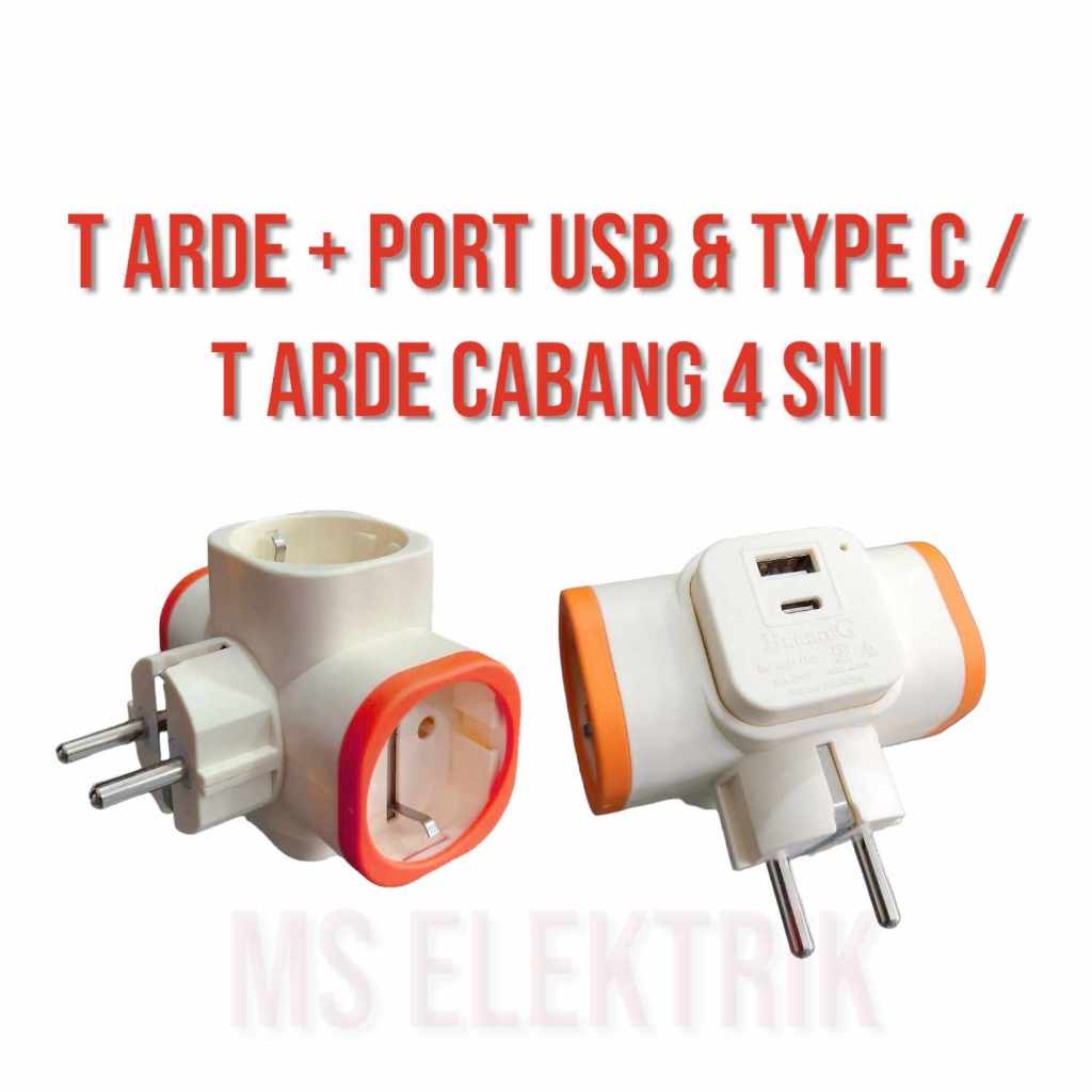 Jual Colokan / Steker T Arde Cabang 3 + Colokan USB Type C dan Micro ...