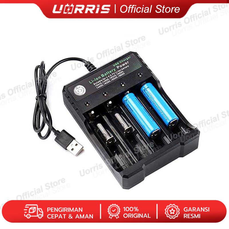 Jual UORRIS Fast Charger Baterai Battery 4 Slot USB 4.2V 2A 26650 18650 AA AAA MS-5D84A | Shopee ...