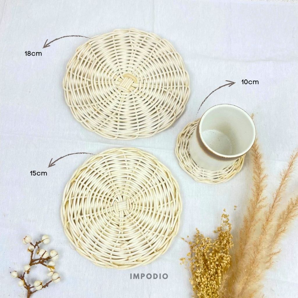 Jual IMPODIO coaster rotan bulat anyaman - props tatakan food photo ...