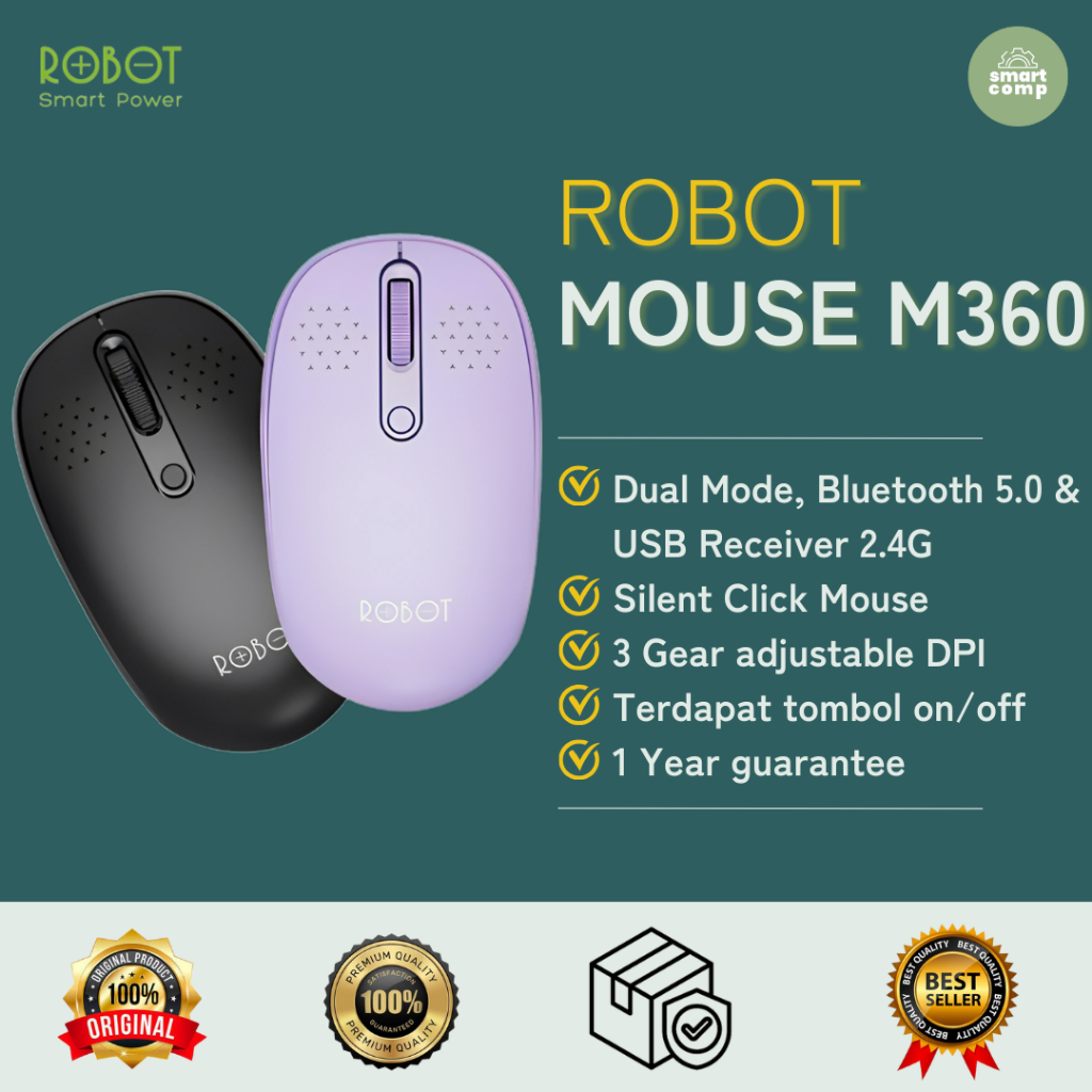 Jual Robot Mouse Wireless Bluetooth Multi Device M360 1000 1500 1800 ...