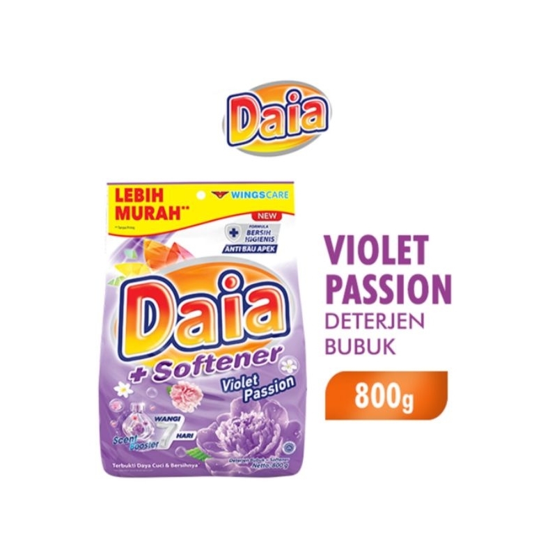 Jual Daia detergent bubuk + softener violet passion 800gr | Shopee ...