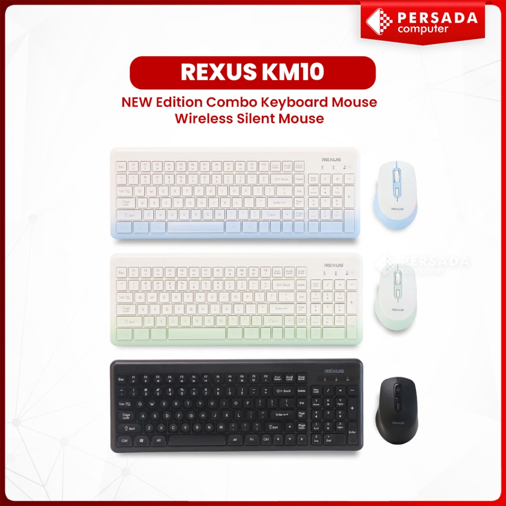 Jual Rexus KM10 NEW Edition Combo Keyboard Mouse Wireless Silent Mouse ...