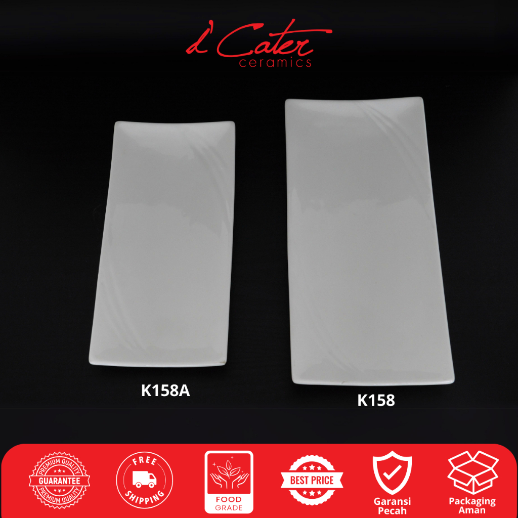 Jual Piring Saji Keramik K158 dan K158A Ukuran 28,5 x 13,5 cm dan Ukuran 25 x11 cm Piring Ceper ...