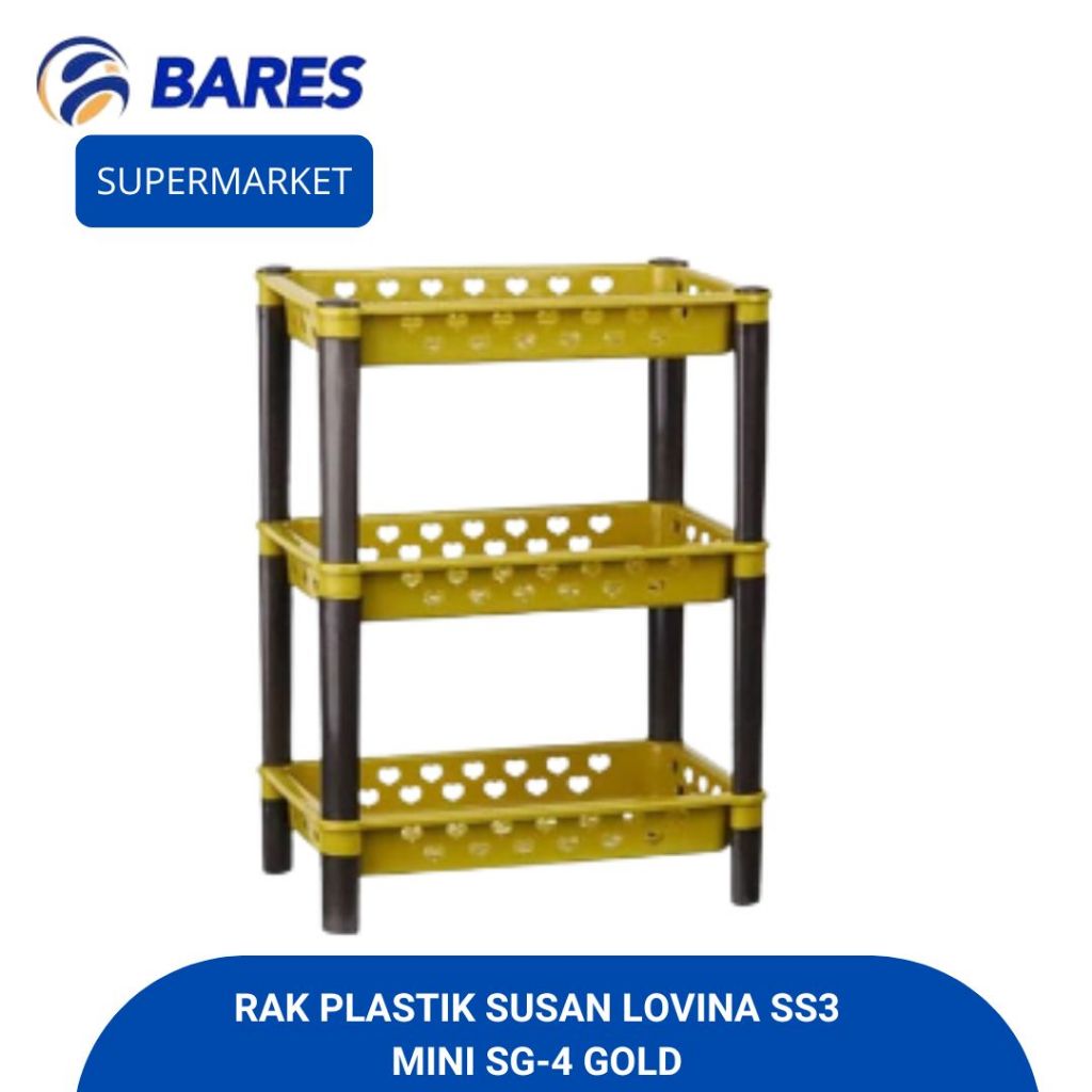 Jual Rak Mini Plastik Susan LOVINA Susun 3 Segi 4 Gold | Rak Serbaguna ...