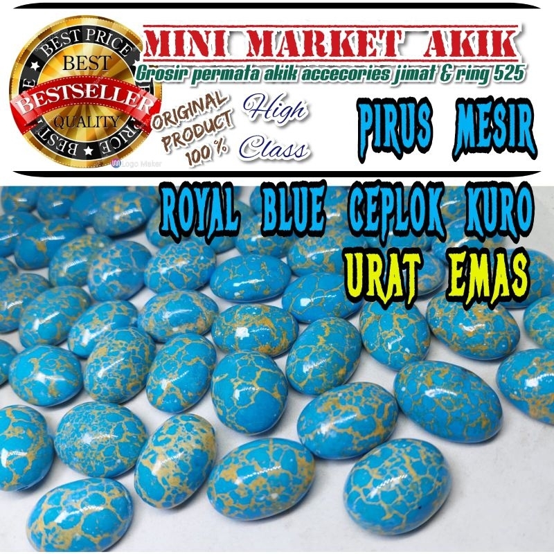 Jual Batu pirus mesir royal blue urat emasceplok kuro mata cincin biru ...