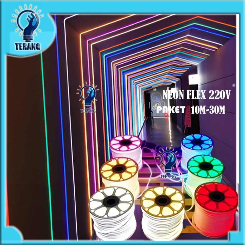 Jual Paket Lampu Neon Flex 220V 10m 15m 20m 25m 30 meter Warna Neon Box ...