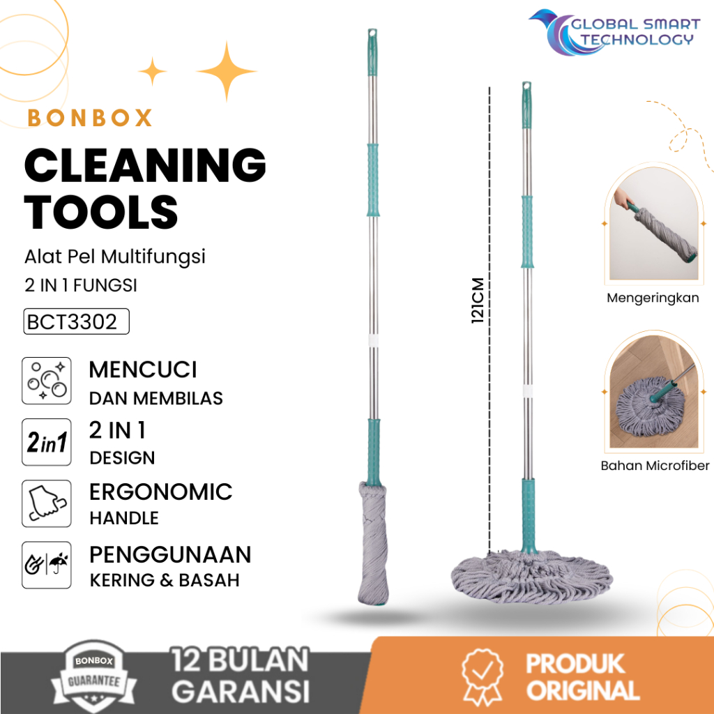 Jual BONBOX BCT3302 Cleaning Tools Mop Microfiber Tongkat Alat Pel ...
