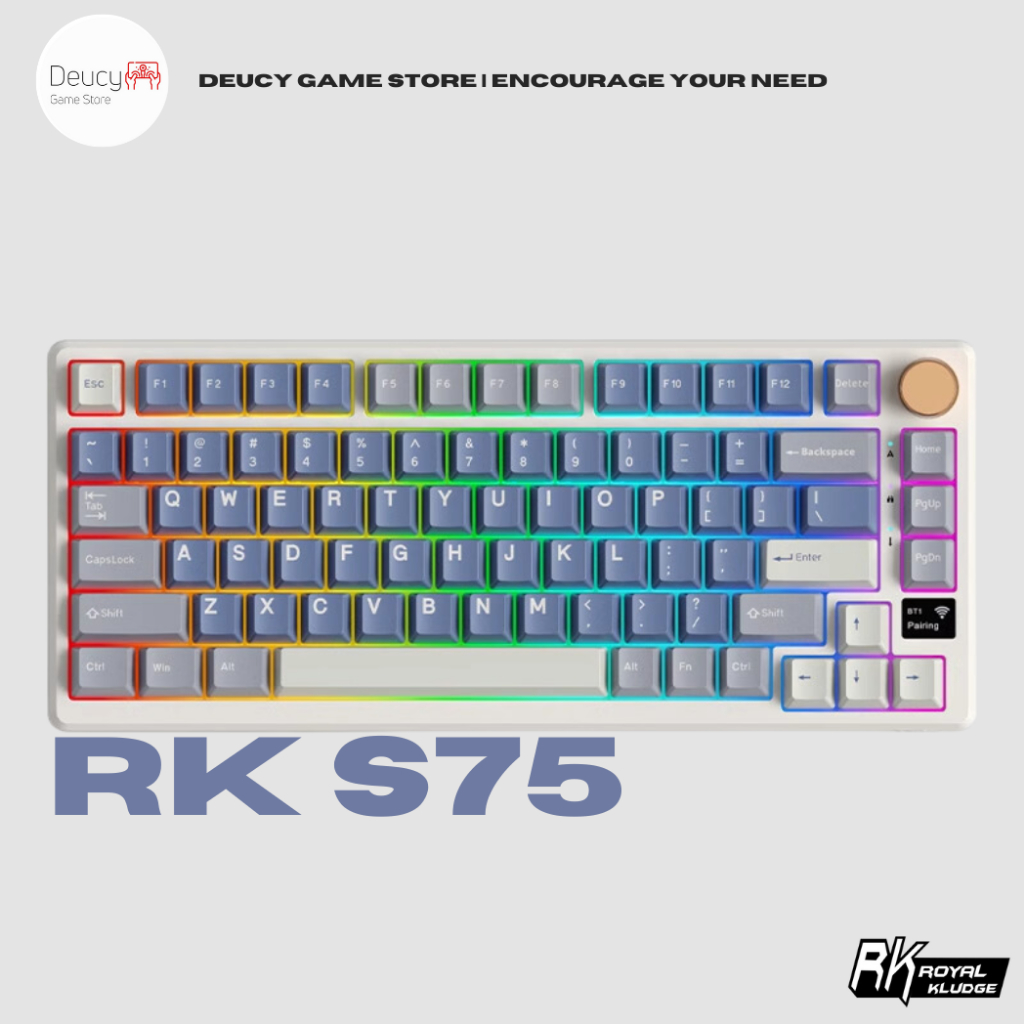 Jual Royal Kludge RK S75 Gasket Wireless Triple Connection Mechanical Keyboard LED Screen ...