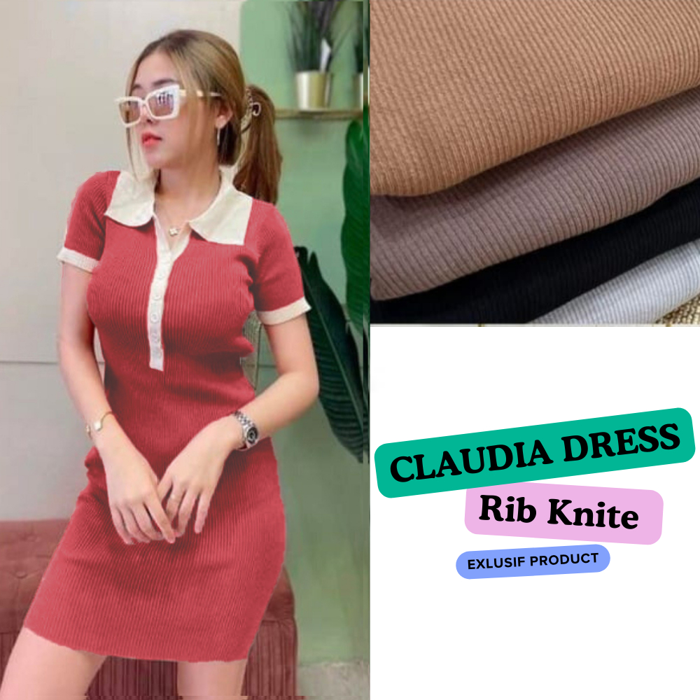 Jual CLAUDIA Dress Knite Exlusif Product Body Press // Dress Kenit ...