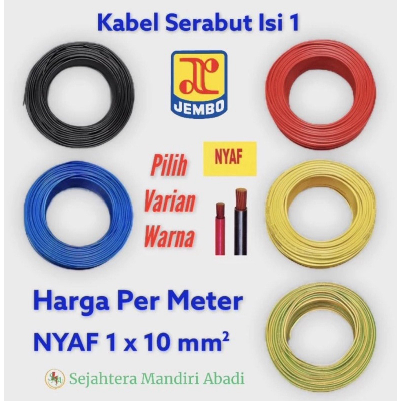 Jual Kabel NYAF 1x10 Jembo Eceran Kabel Serabut Isi 1 Single Core | Shopee Indonesia